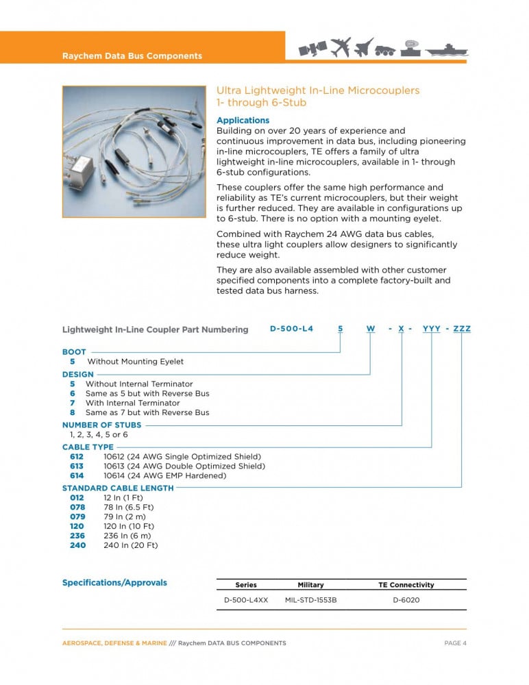 TE Connectivity Raychem data bus components document page 4