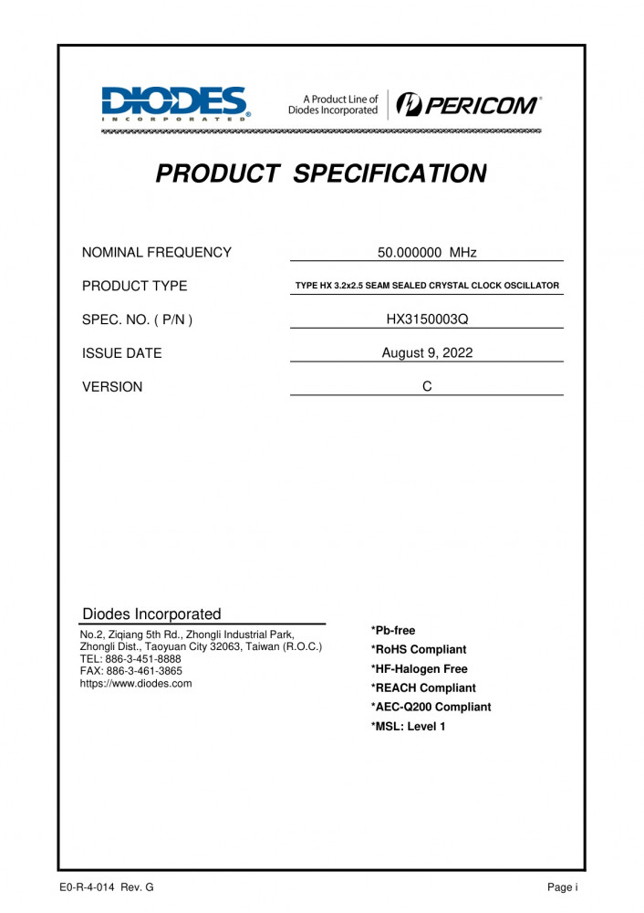 HX3150003Q specification page 1