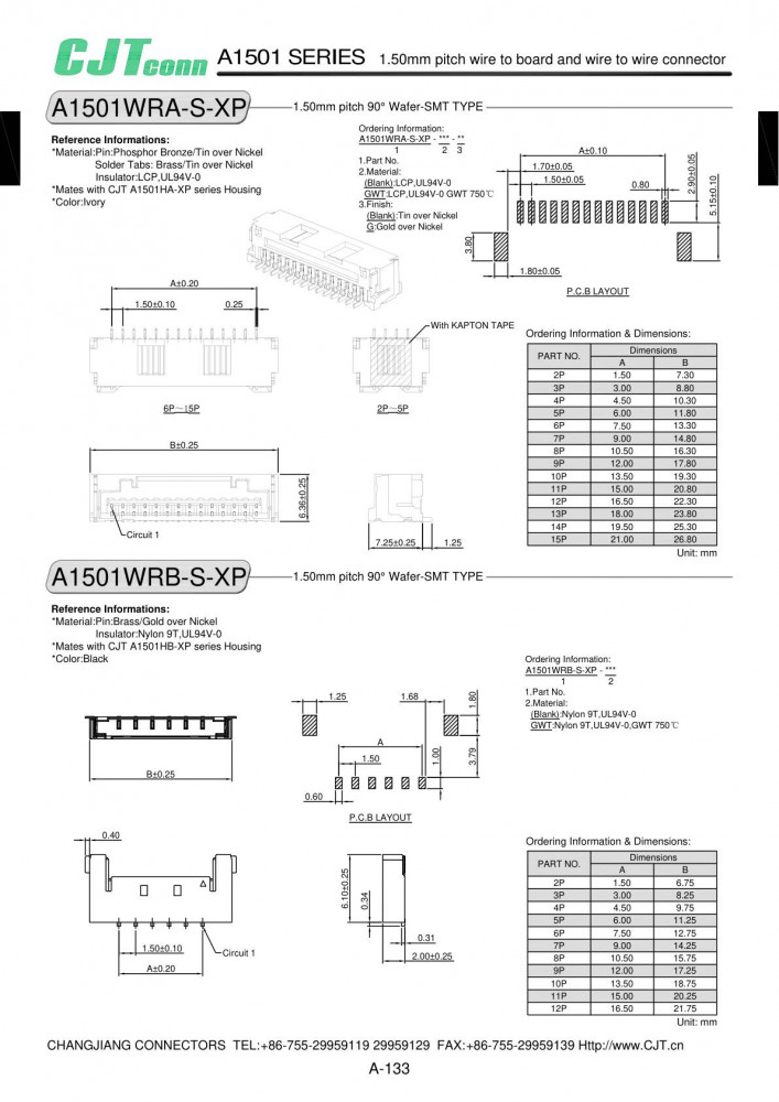 CJT A1501 series technical document page 9
