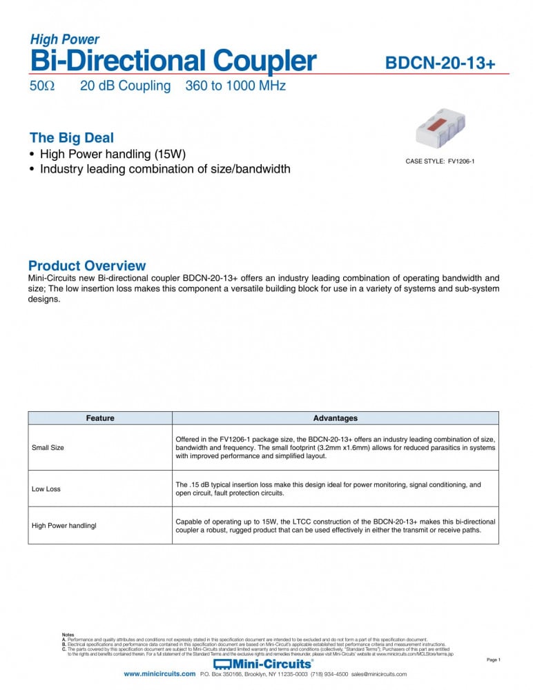 BDCN-20-13+ product overview and ratings