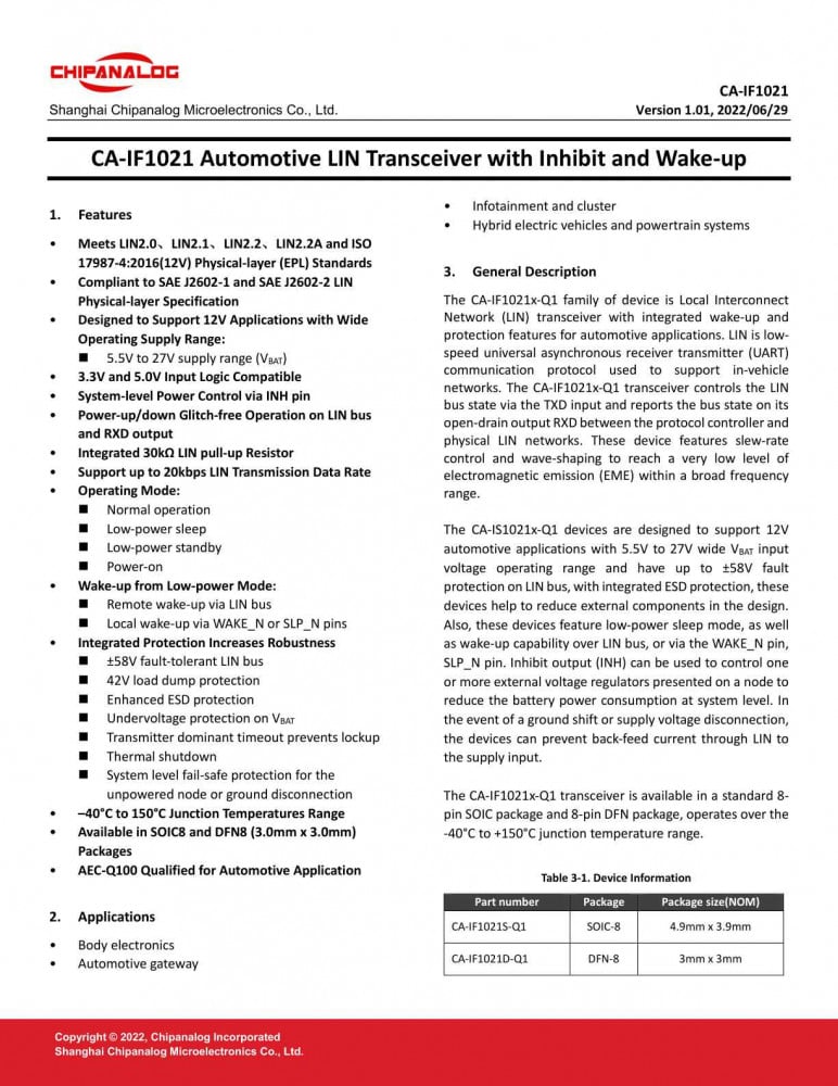 CA-IF1021D-Q1 datasheet page 1