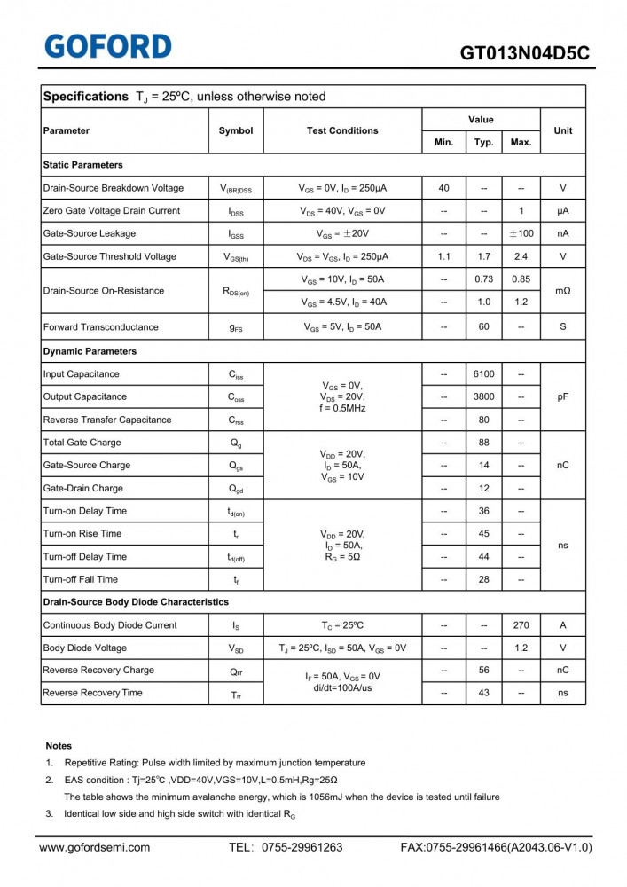 GT013N04D5C datasheet page 2