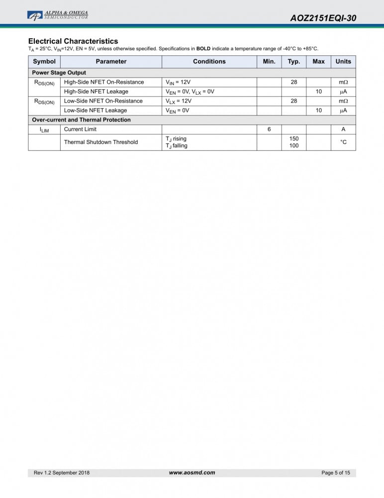 AOZ2151EQI-30 datasheet page 5