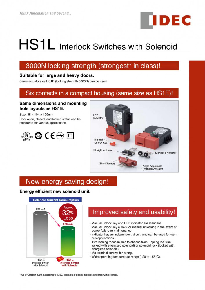 IDEC HS1L technical document page 1