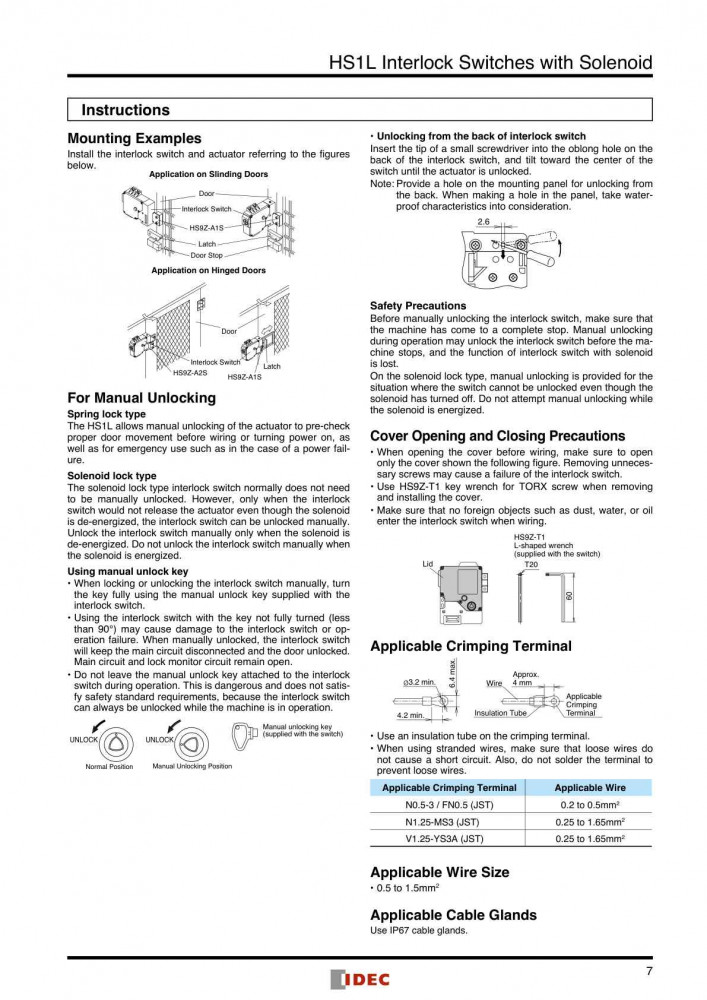 IDEC HS1L technical document page 7