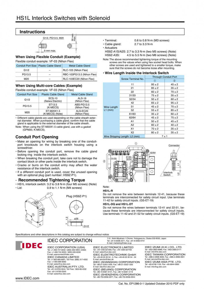IDEC HS1L technical document page 8
