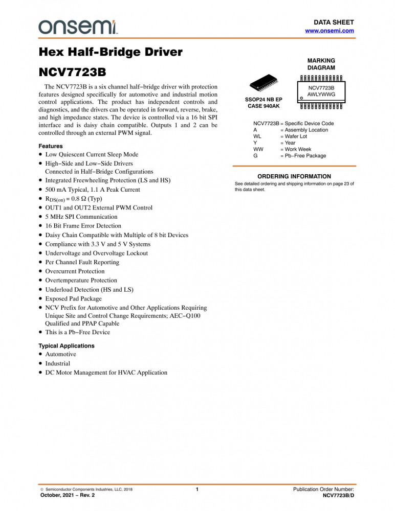 NCV7723B datasheet page 1