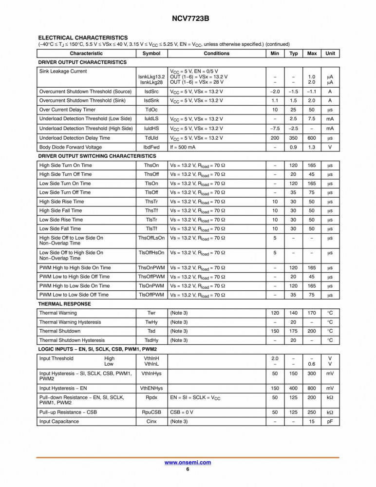 NCV7723B datasheet page 6