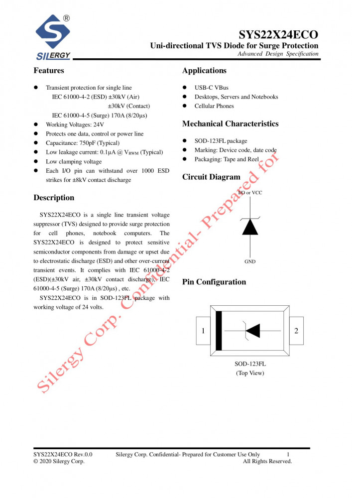 SYS22X24ECO datasheet page 1