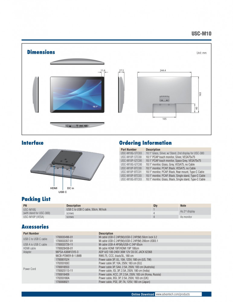 USC-M10 product documentation, page 2