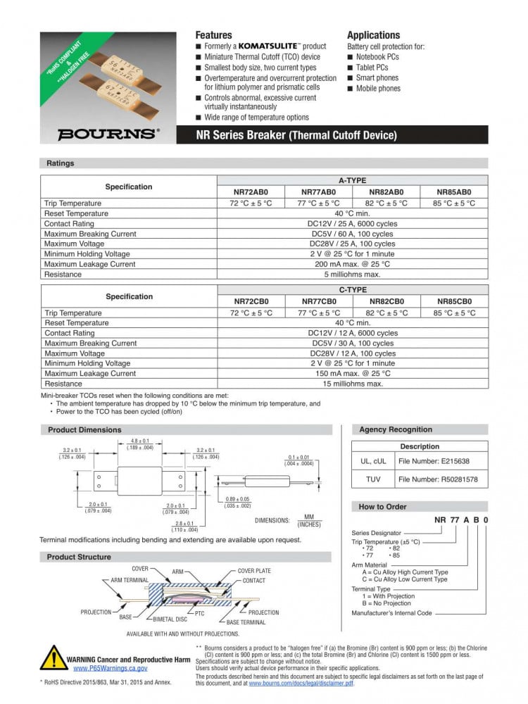 NR77AB0 datasheet page 1