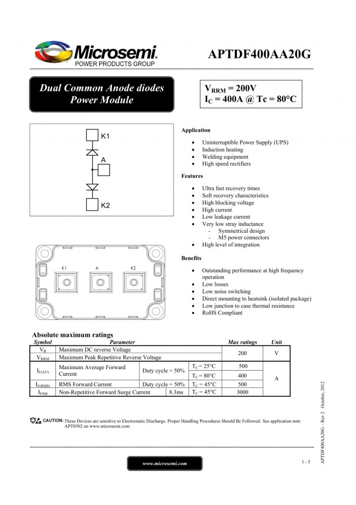 APTDF400AA20G datasheet page 1