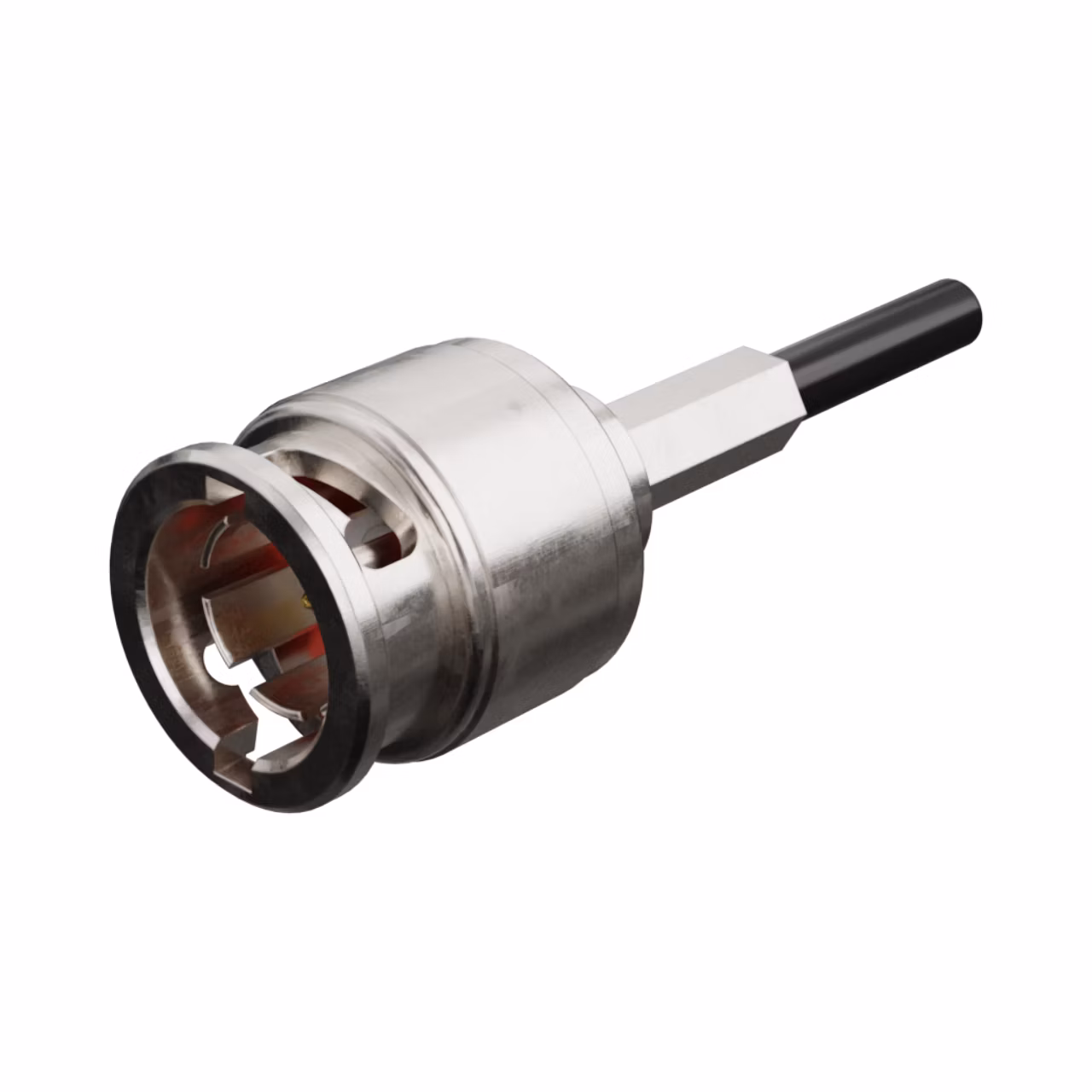Mini-BNC Jack, Straight, Crimp, Bulkhead, RG-179 Cable, Brass Body, Nickel (Ni) Plated, with Jam Nut and Lockwasher, One Piece Per Bag, 75 Ohms for sale