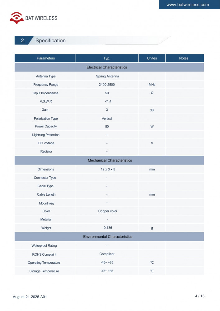BW2.4SNX14-3W5 datasheet page 4
