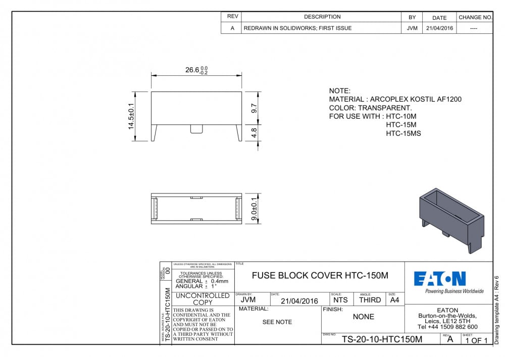 EATON BK1/HTC-150M technical drawing