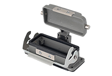 Heavy-Duty Standard (STD)-High Voltage, Single Lever Bulkhead Mount Housing, Die-cast Aluminum, with 1 Lever, with Auto Closing Cover, with Gasket, Size 16B «77x27», Grey for sale