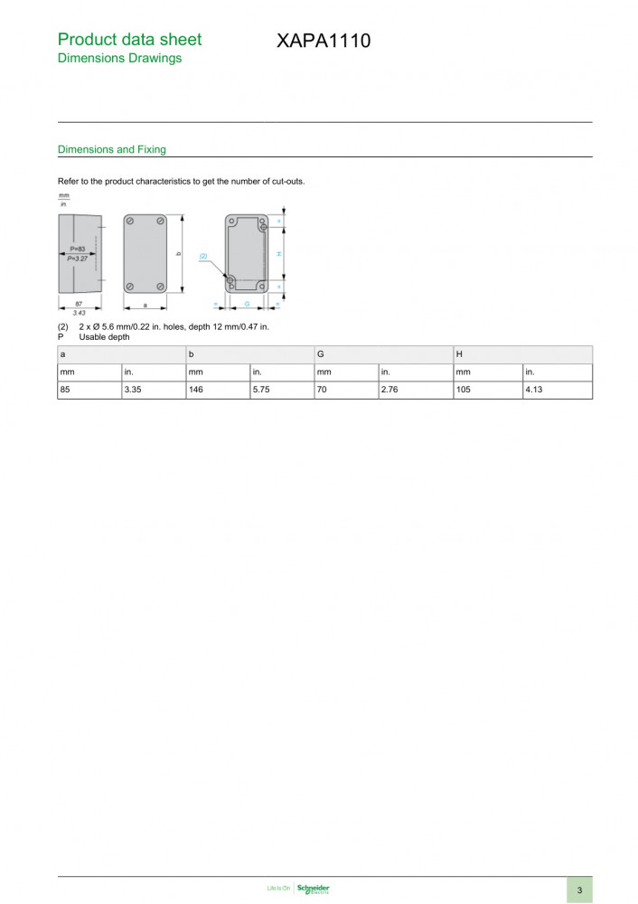 XAPA1110 product documentation page 3
