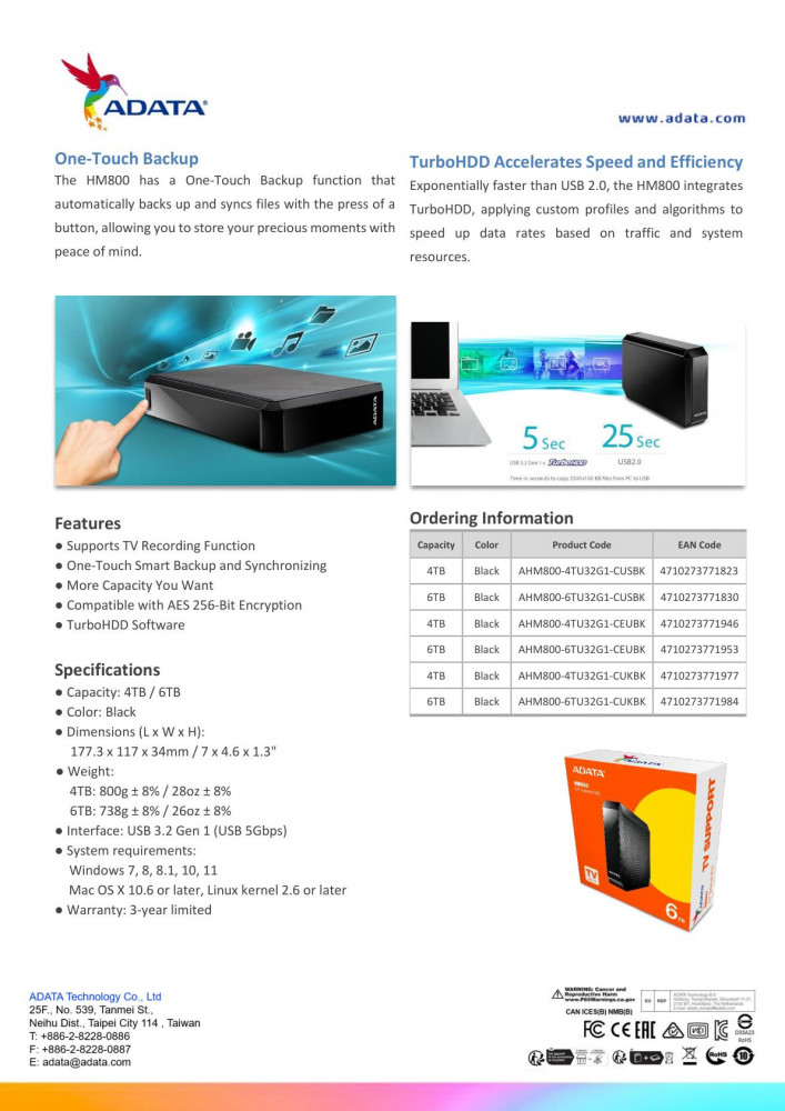 ADATA HM800 product document page 2