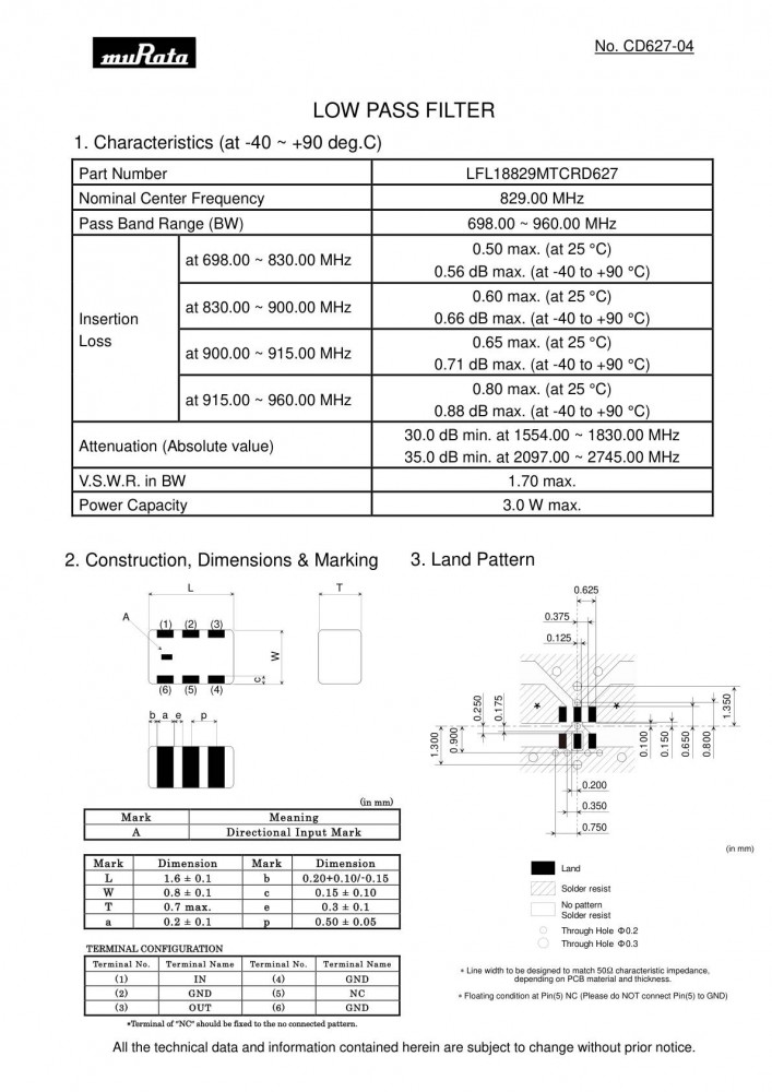 LFL18829MTCRD627 datasheet page 1