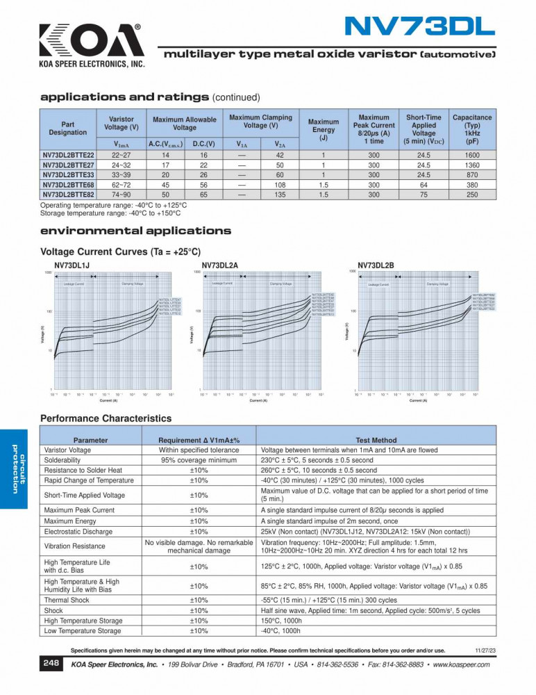 KOA NV73 series datasheet page 2