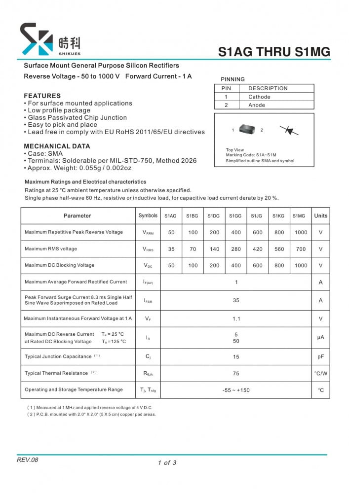 S1AG datasheet page 1