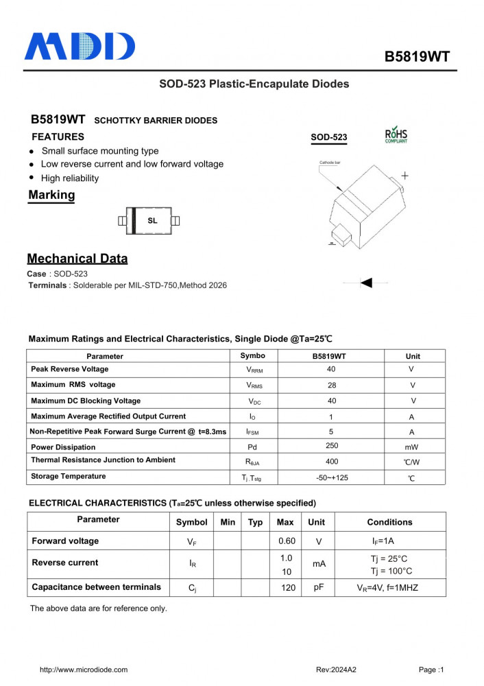 B5819WT technical document page 1