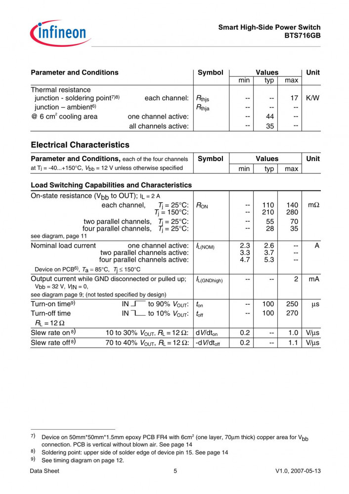 BTS716GBXUMA1 datasheet page 5