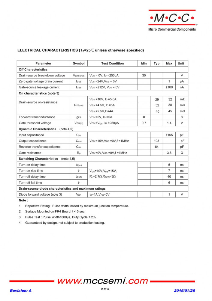SI3400A-TP datasheet page 2