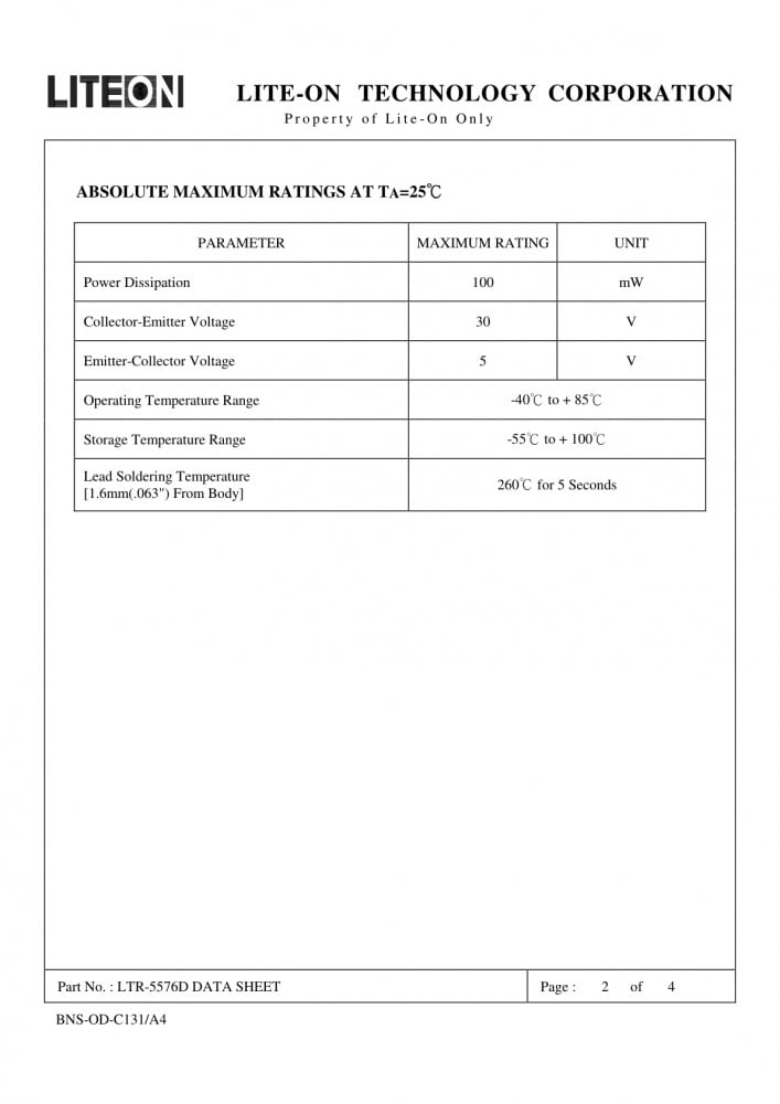LTR-5576D datasheet page 3
