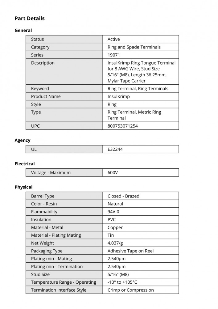 Product technical document page 2