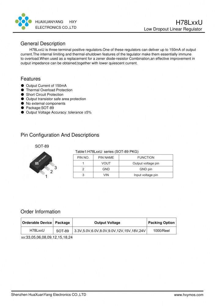 H78L05U datasheet page 1