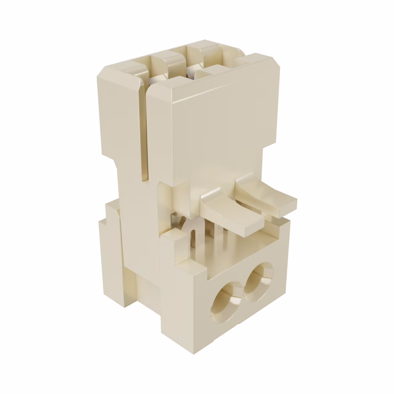 Appli-Mate RAST 2.5 Connector, 2.50mm Pitch, Female, 5 Circuits, Positions A and F Removed, Polarizing Rib Between 2/3, Locking Pips, Slotted Endwalls, Gold Plating