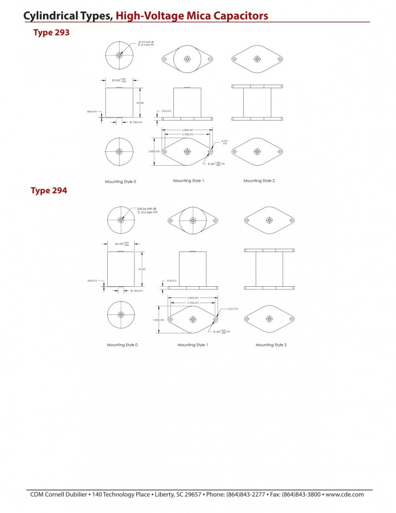 CDE cylindrical high-voltage mica capacitor datasheet page 8