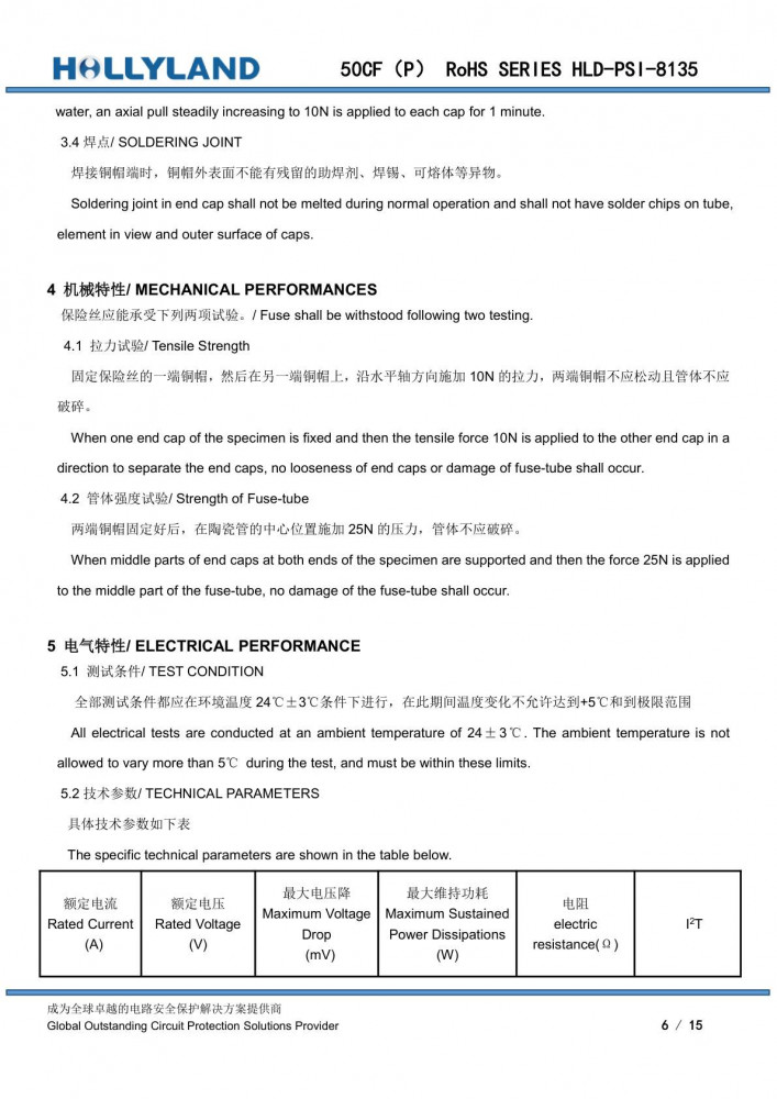 HOLLY 50CF-0250H datasheet page 6