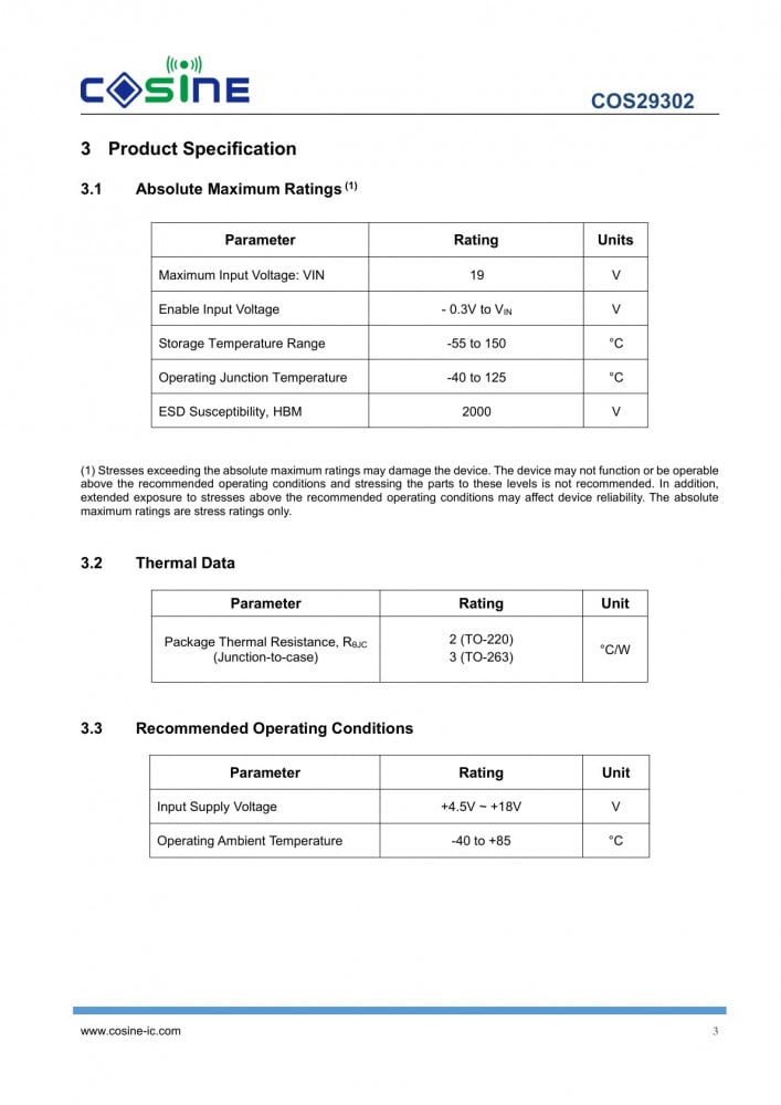 COS29302 datasheet page 3
