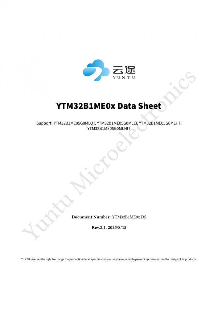 YTM32B1ME0x datasheet page 1