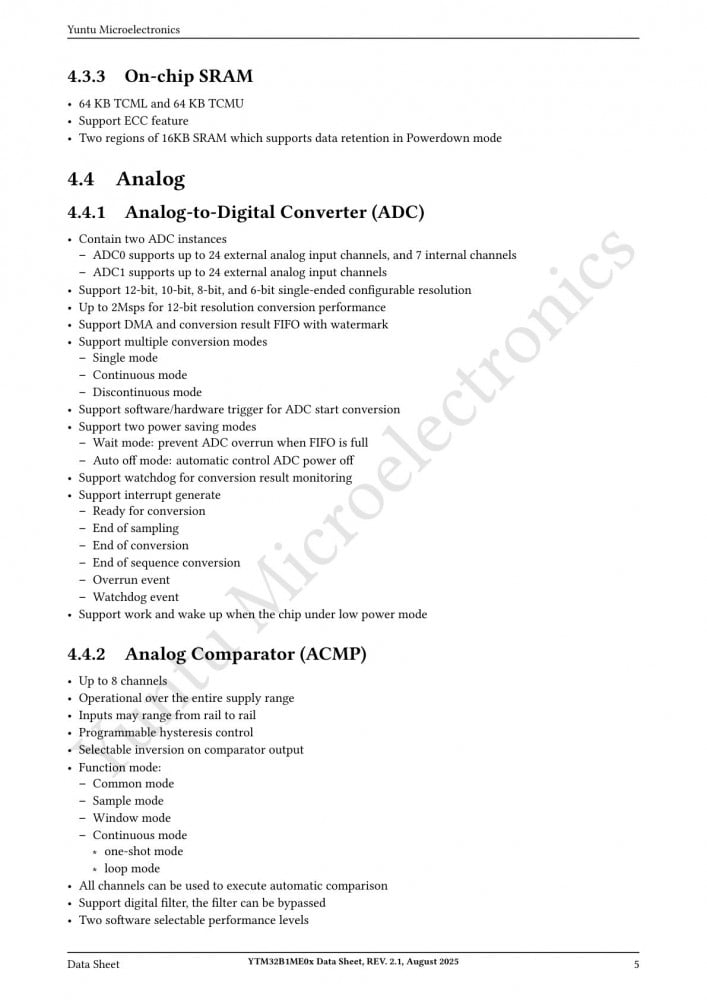 YTM32B1ME0x datasheet page 9