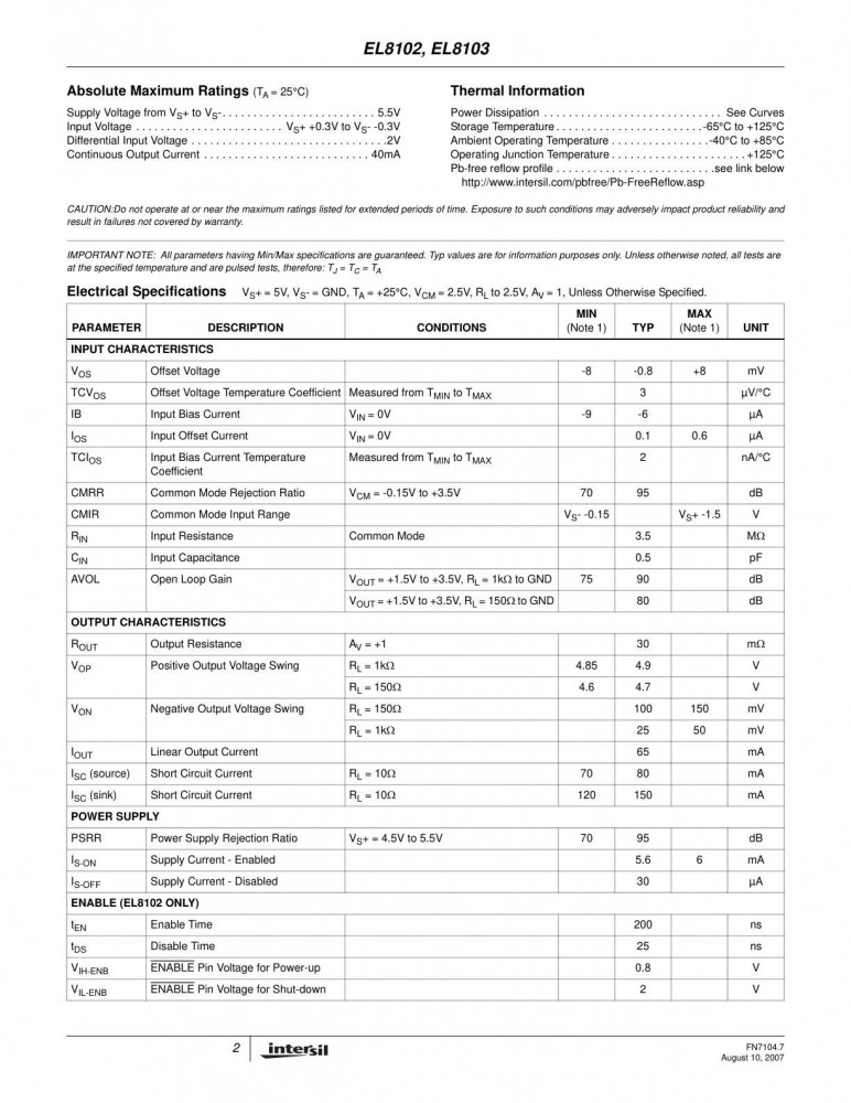 EL8102 datasheet page 2
