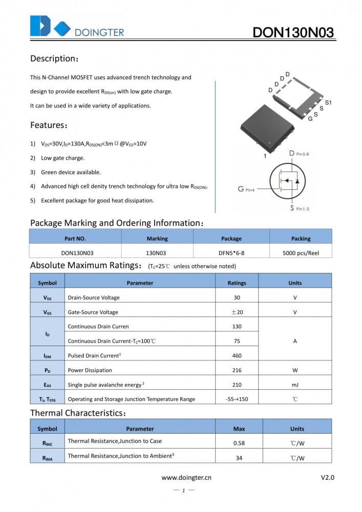 DON130N03 datasheet page 1
