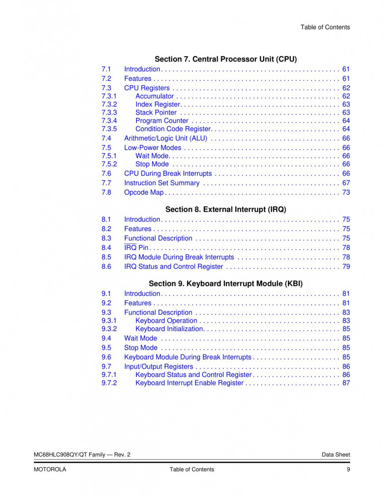 MC68HLC908QT4CFQ datasheet page 9