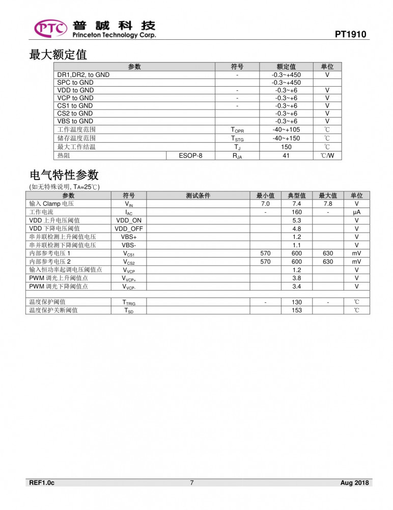 PT1910 technical document page 7