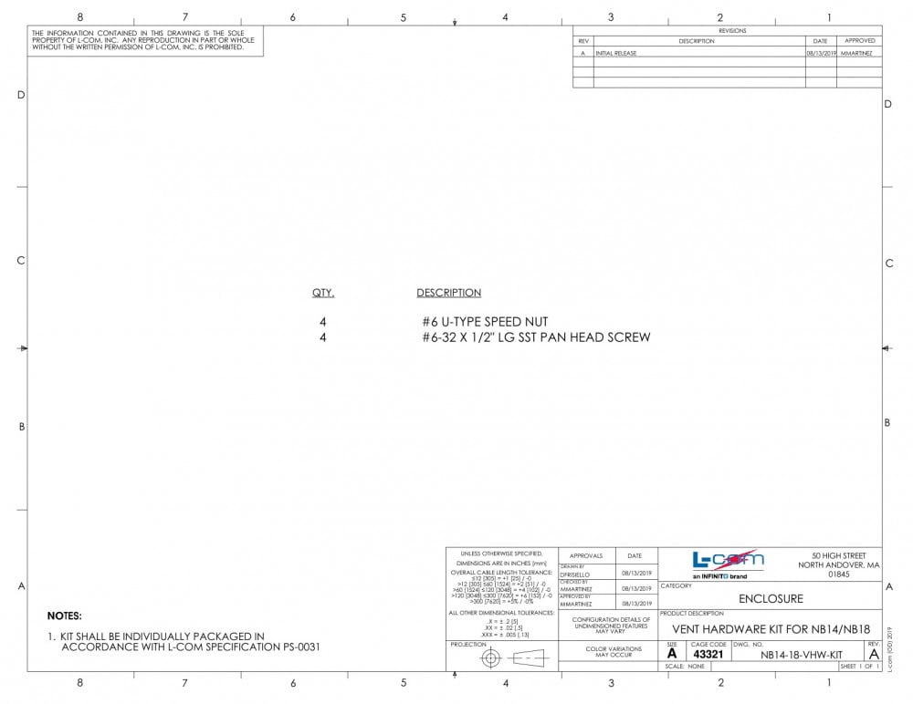 NB14-18-VHW-KIT technical document page