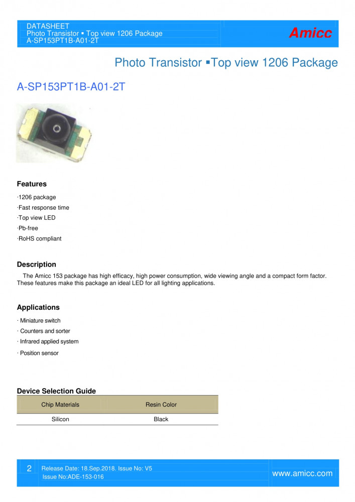 A-SP153PT1B-A01-2T datasheet page 2