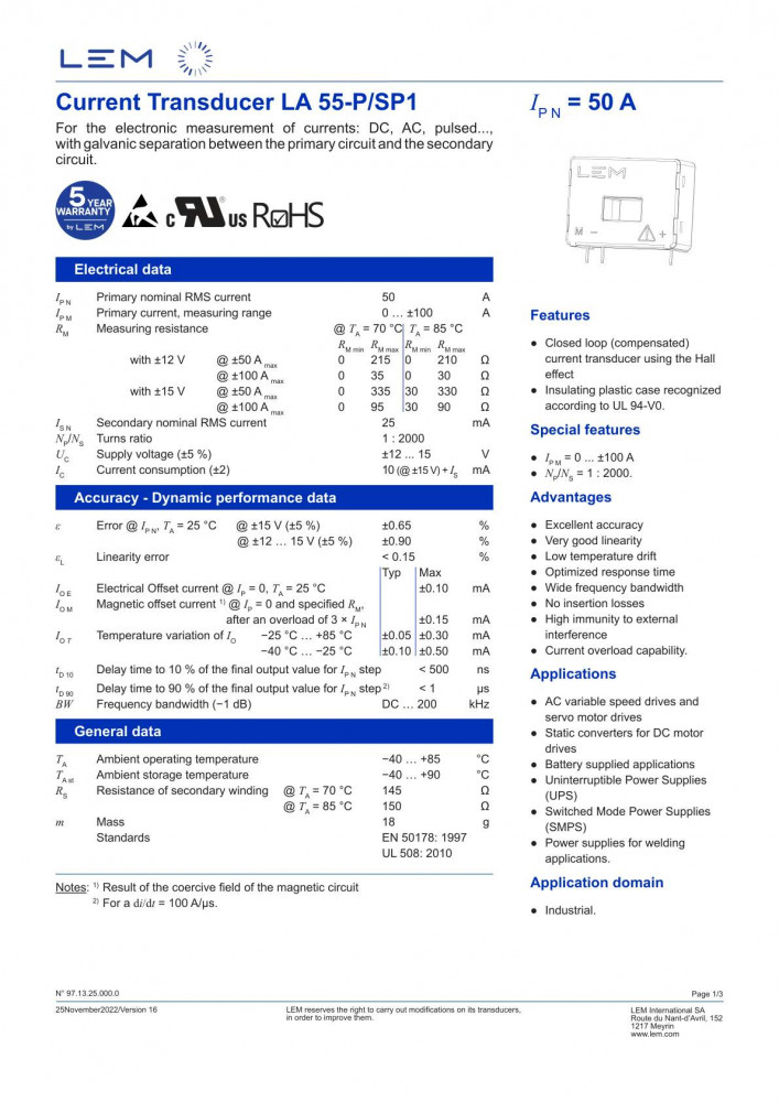 LA55-P/SP1 technical document page 1