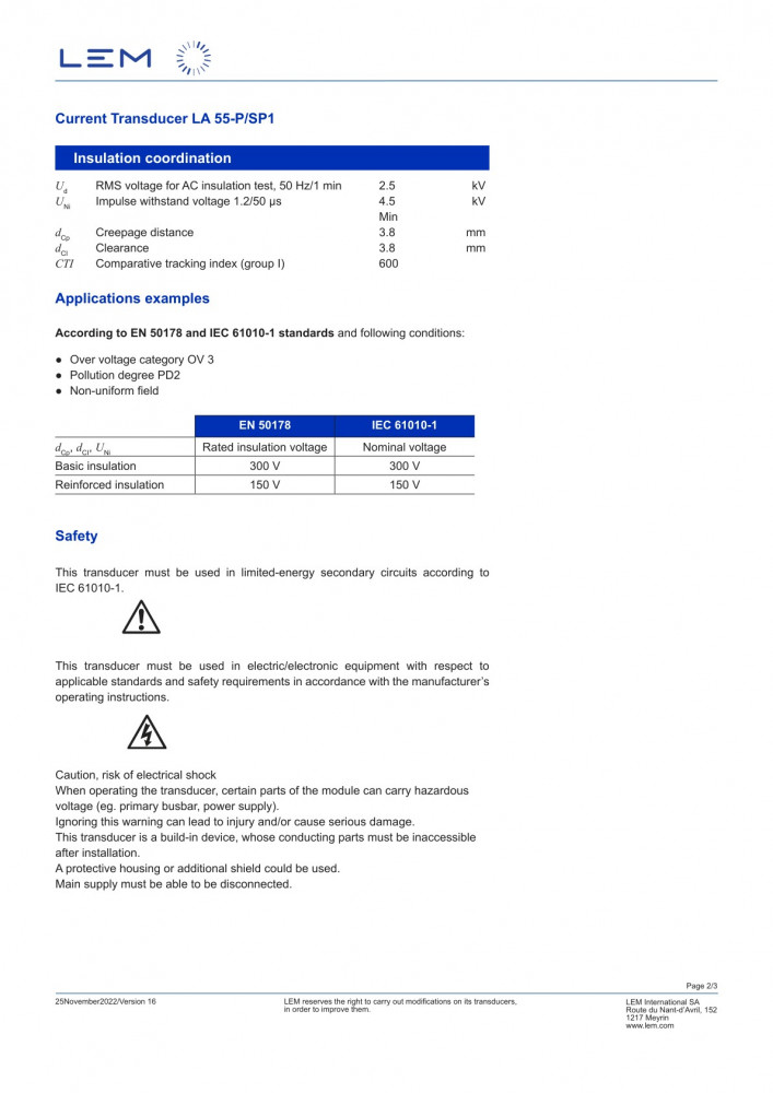LA55-P/SP1 technical document page 2