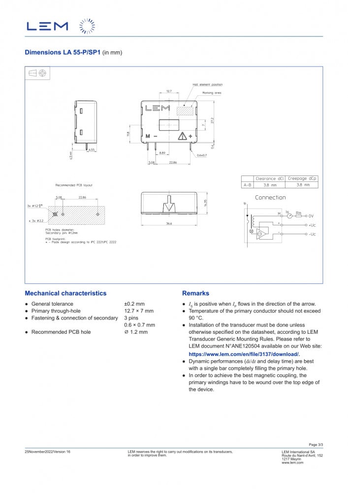 LA55-P/SP1 technical document page 3