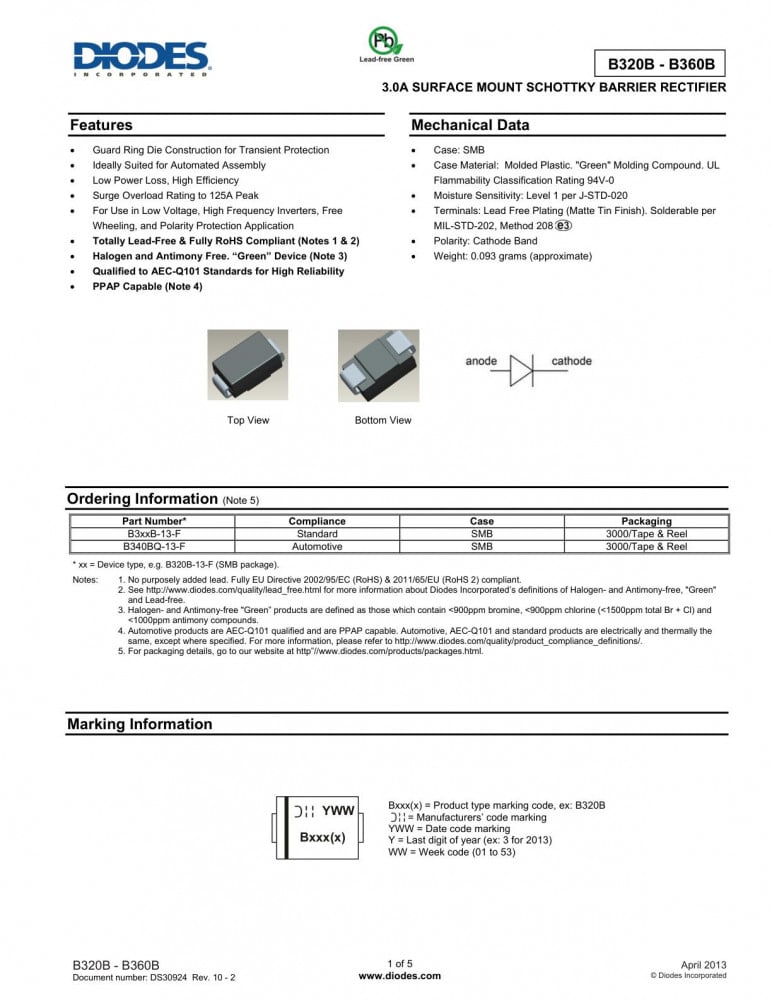 B360B-13-F datasheet page 1