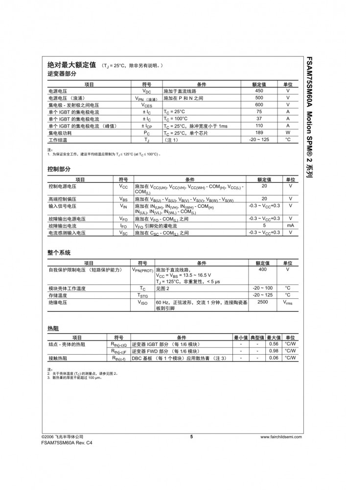 FSAM75SM60A datasheet page 6