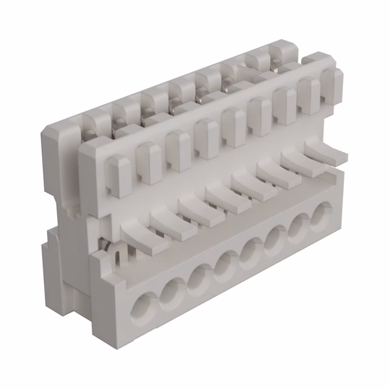 Appli-Mate RAST 2.5 Female Connector, 2.50mm Pitch, 8 Circuits, All Position Keys, Open Endwalls, Polarizing Rib Between Circuits 6 & 7 for sale