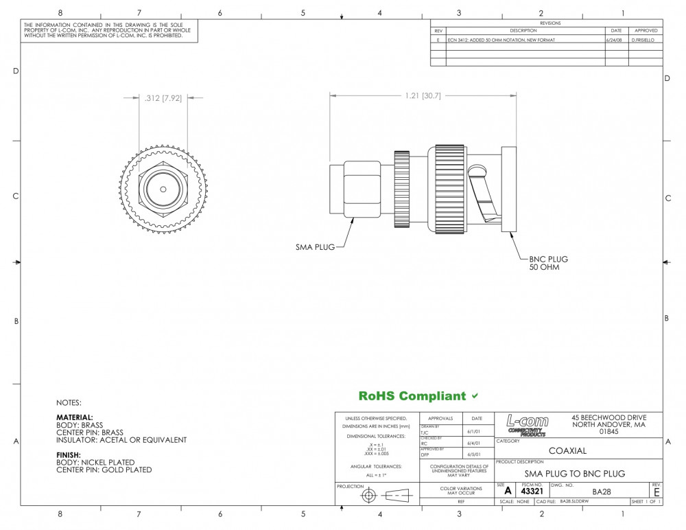 L-com BA28 technical document page